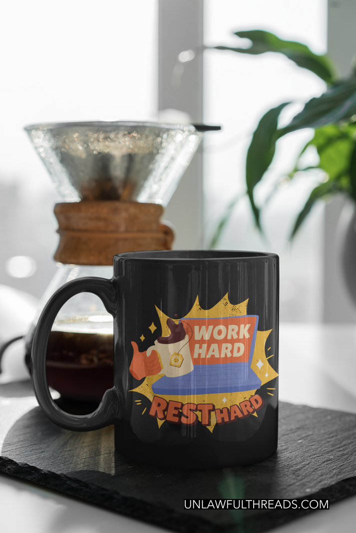 Work Hard Rest Hard 15oz Ceramic Mug – Unlawful Threads